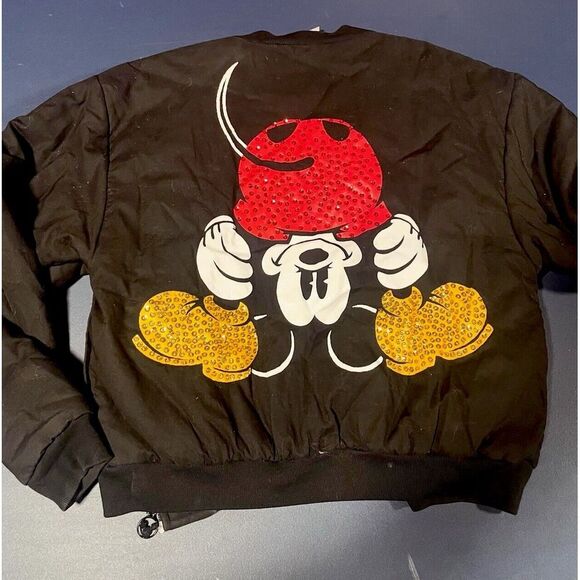Disney | Jackets & Coats | Vintage Rare Mickey Co Bomber Jacket Sequin ...
